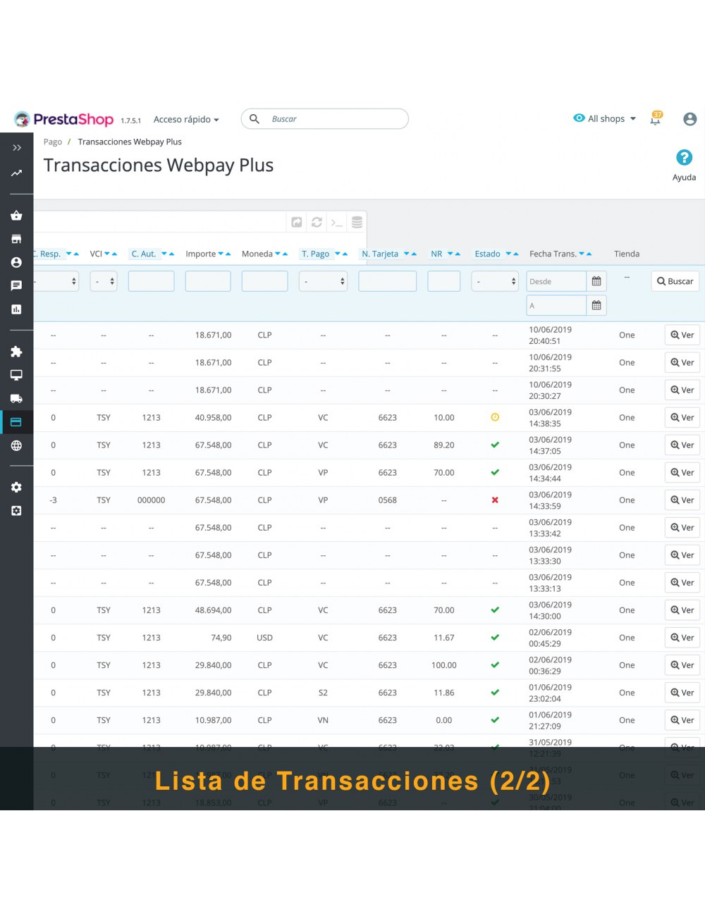 Webpay Plus (Transbank) Module for PrestaShop